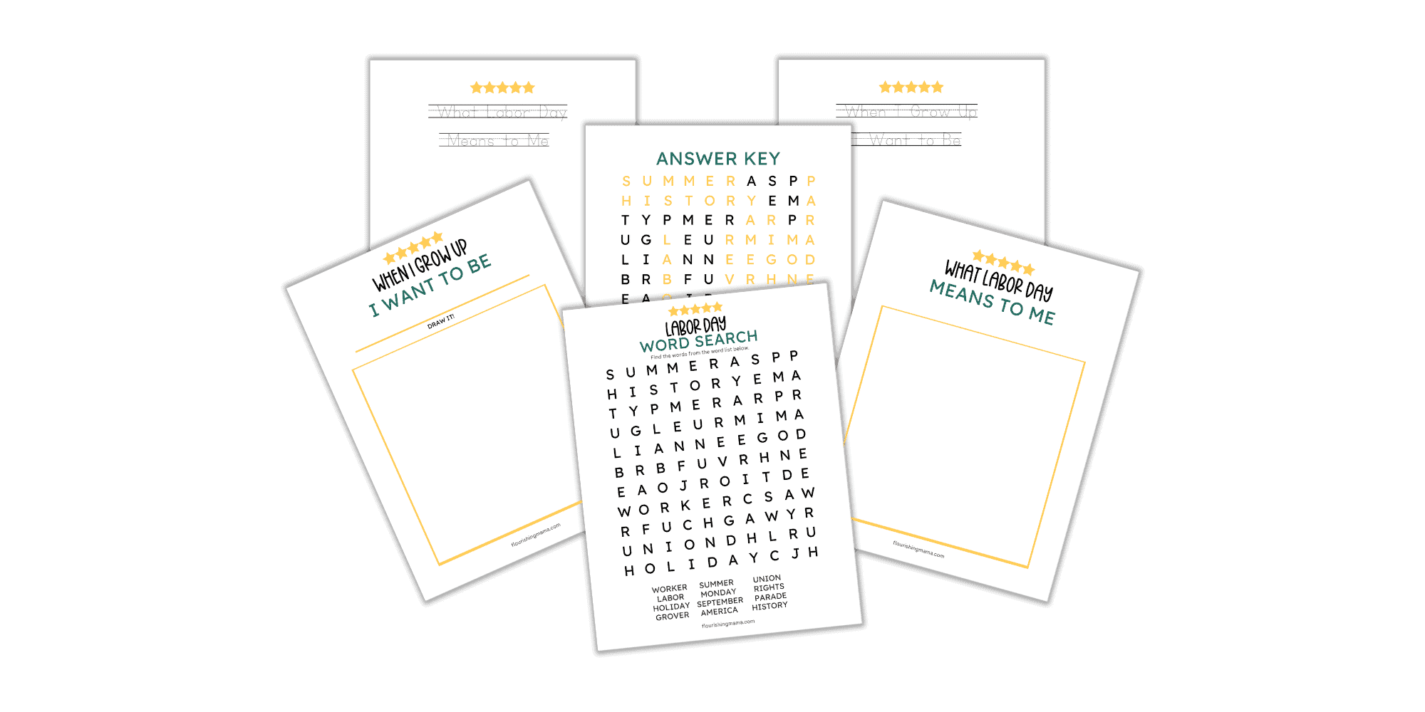 Printable Labor Day Coloring and Word Search Bundle