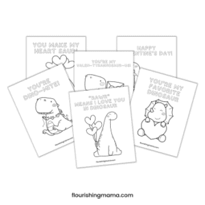 6 Adorable Free Printable Dinosaur Valentine Coloring Pages