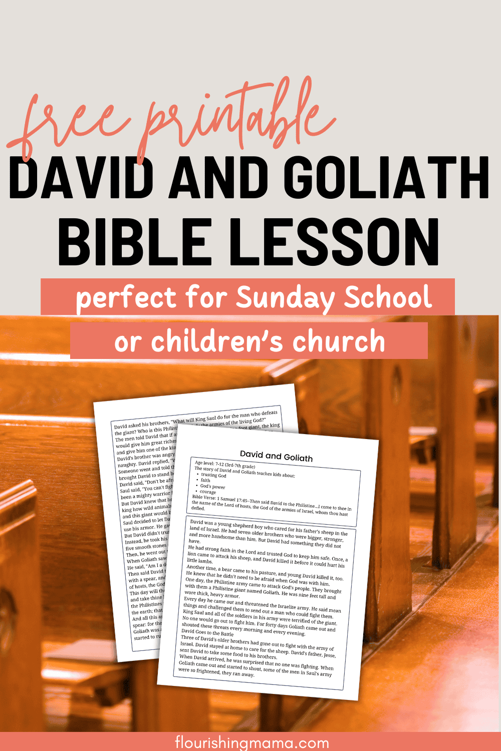 David and Goliath Sunday School Lesson for Kids