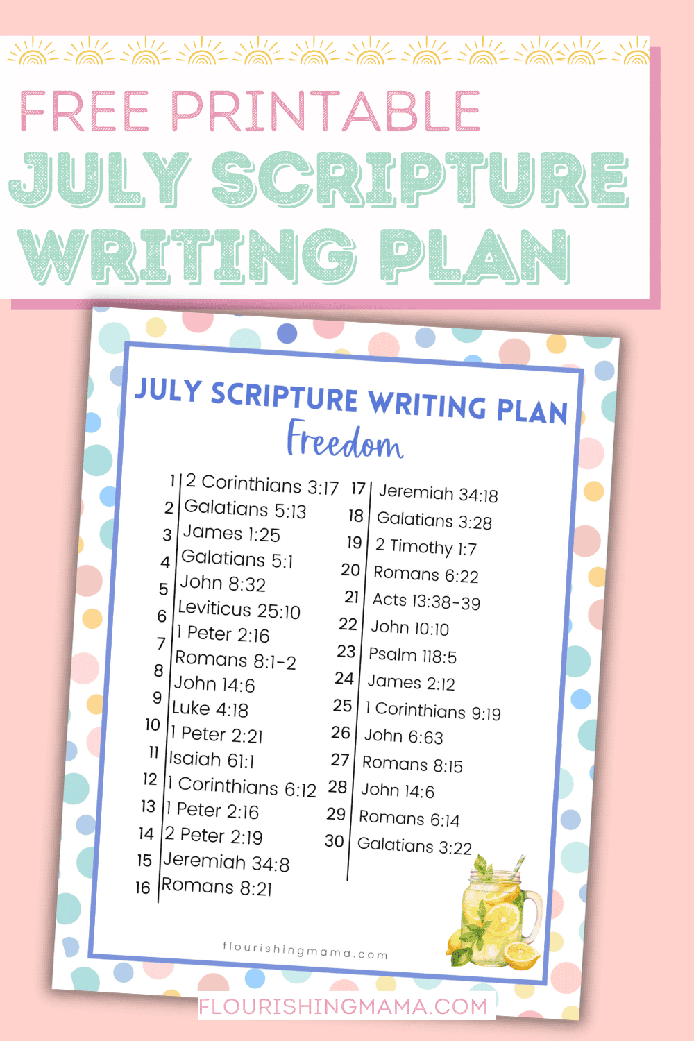 Free Printable July Scripture Writing Plan
