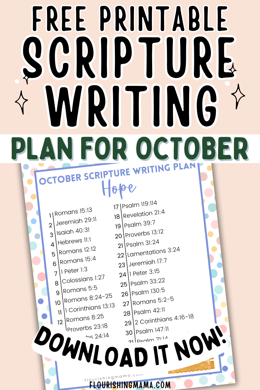 Scripture Writing Plan for October: Bible Verses About Hope