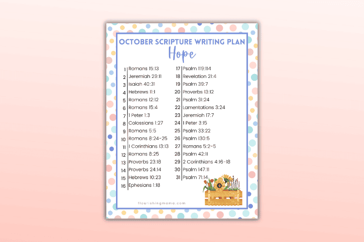 Scripture Writing Plan for October: Bible Verses About Hope