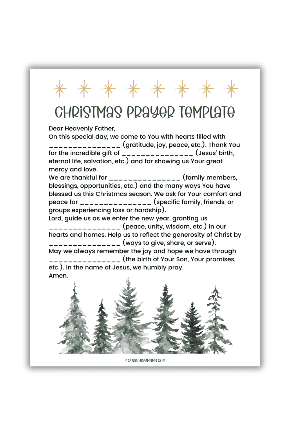 A Christmas Prayer to Share with Your Family (free template)