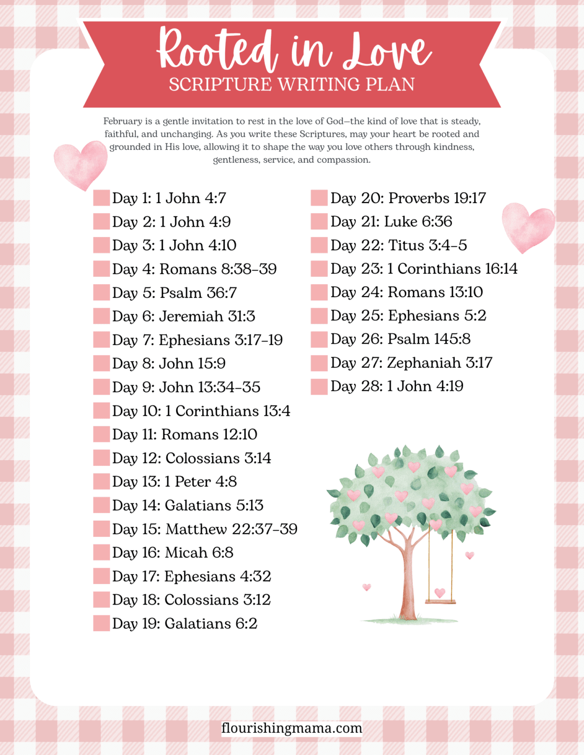 February 2026 Scripture Writing Plan--Rooted in Love